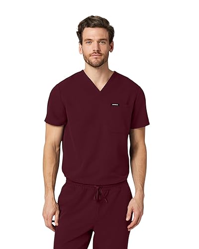 JAANUU Holmes Men's V-Neck 1-Pocket Scrub Top – Soft UltraLAST Fabric ...