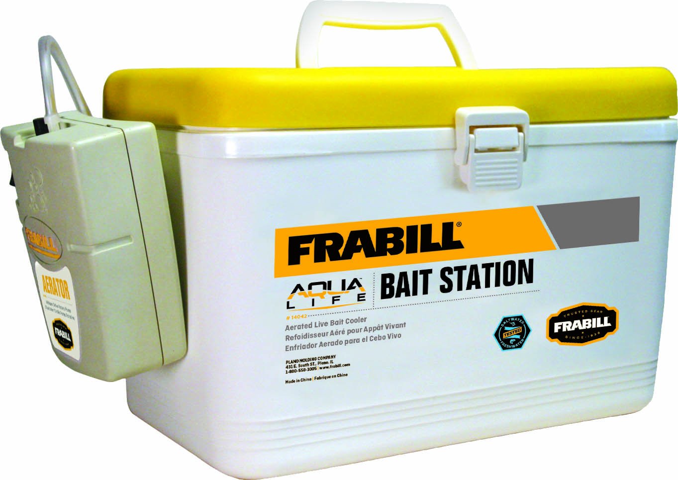 Frabill Bait Box with Aerator | Live Bait Storage Cooler with Portable ...