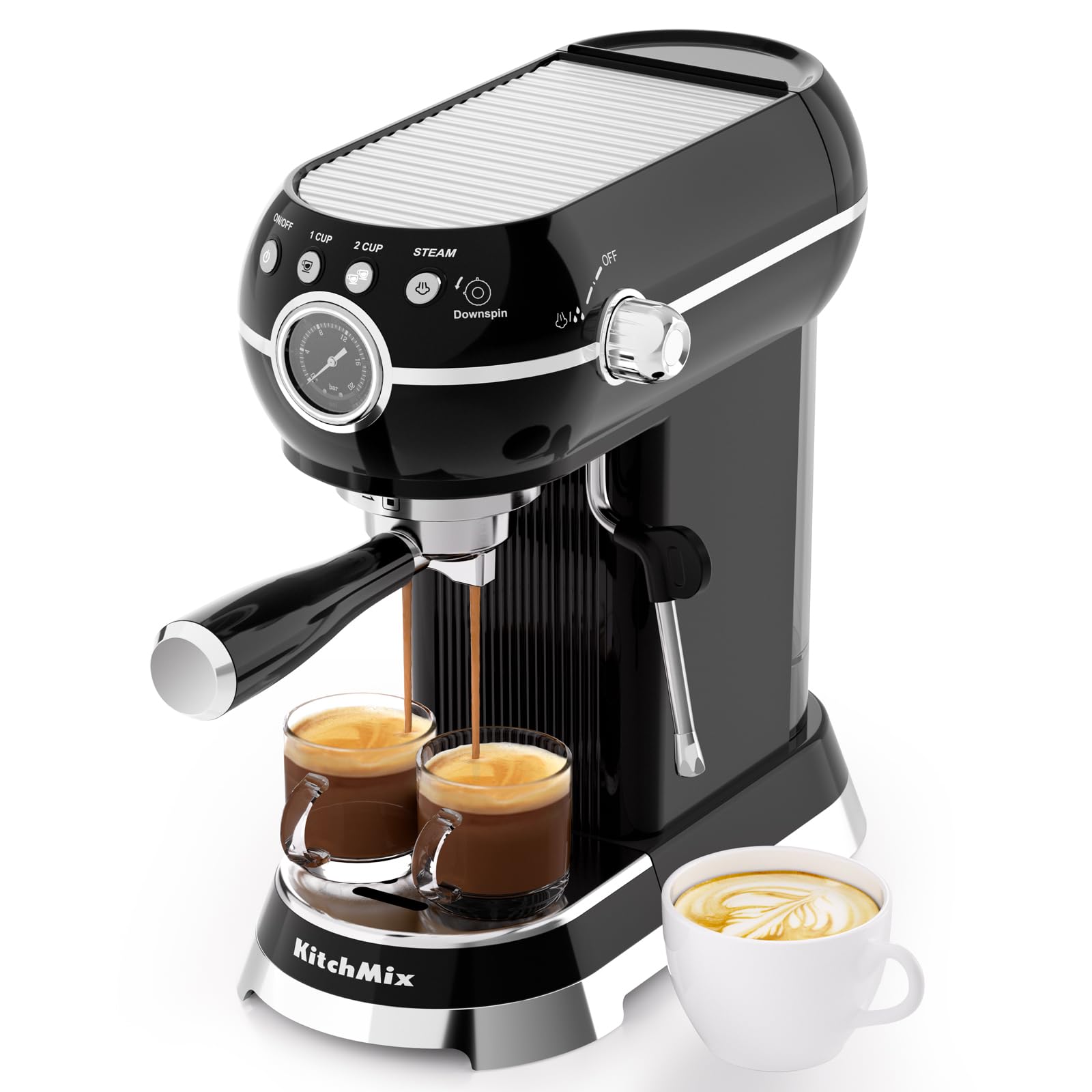 KITCHMIX Espresso Machine with Milk Frother, 20 Bar Espresso Maker for ...