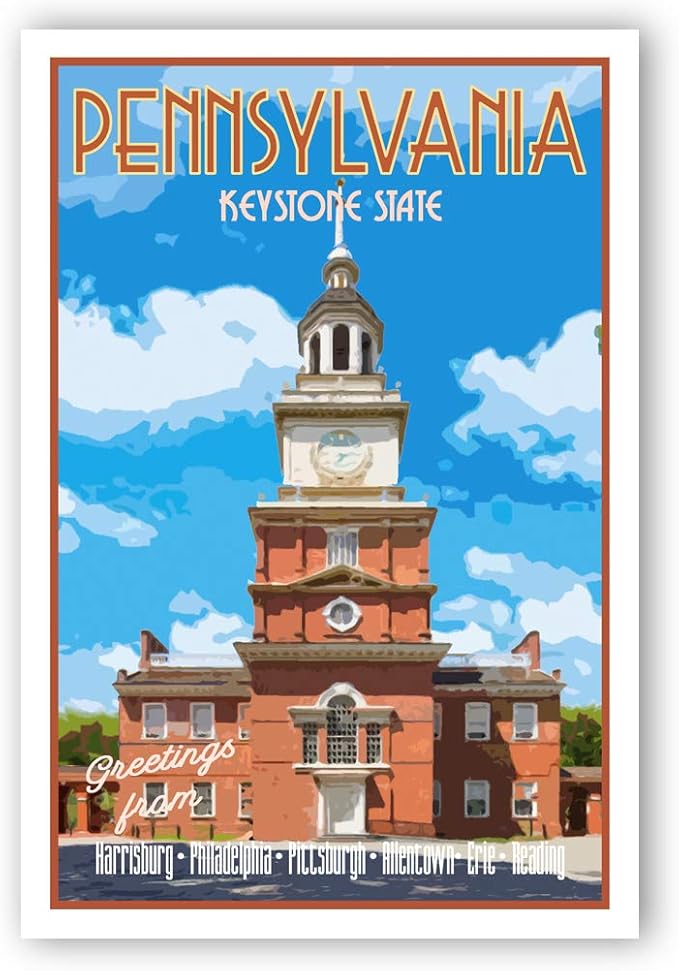 Amazon.com : PENNSYLVANIA TRAVEL POSTER postcard set of 20 identical ...