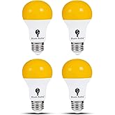 2 Pack LED Dusk to Dawn A19 Bug Light Bulbs, Yellow Bulb, Amber Light ...