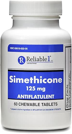Amazon.com: Reliable 1 Laboratories Simethicone 125 MG Antiflatulent ...