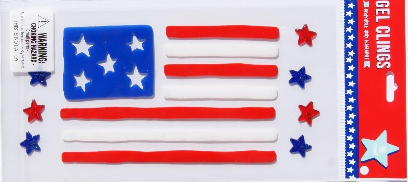 Amazon.com: Patriotic American Flag and Stars Gel Window Clings - 16 ...