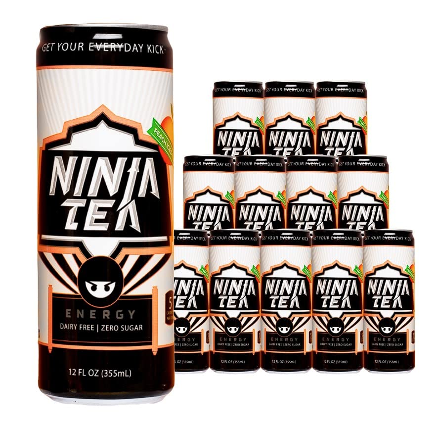 Ninja Tea Energy Drink by Ryan Higa, Peach White Tea, 12 oz (12 Pack ...