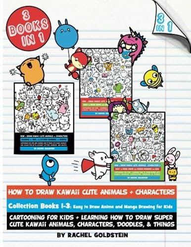 How to Draw Kawaii Cute Animals + Characters Collection Books 1-3 ...
