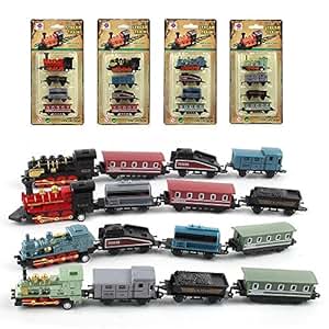 Amazon.com: CORPER TOYS Mini Train Toy Die-Cast Pull Back Steam Train ...