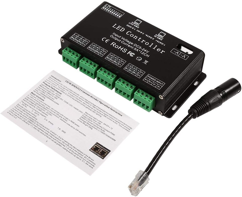 60A DMX512 LED Controller PWM Dimmer Driver for 12 Channel RGB LED Controller DMX Decoder – BigaMart
