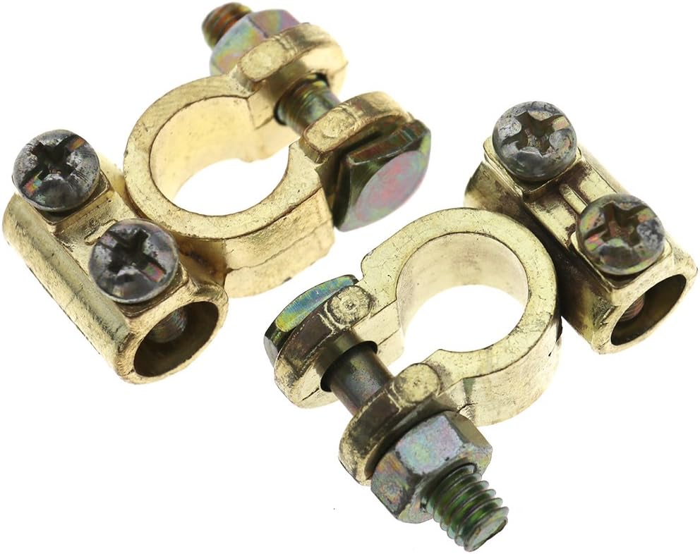 Positive & Negative copper battery terminal connectors Round Post Clamp ...