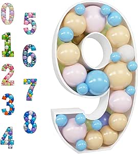 Amazon.com: Mosaic Balloon Numbers Frame Marquee Light Up Number 9 Pre ...