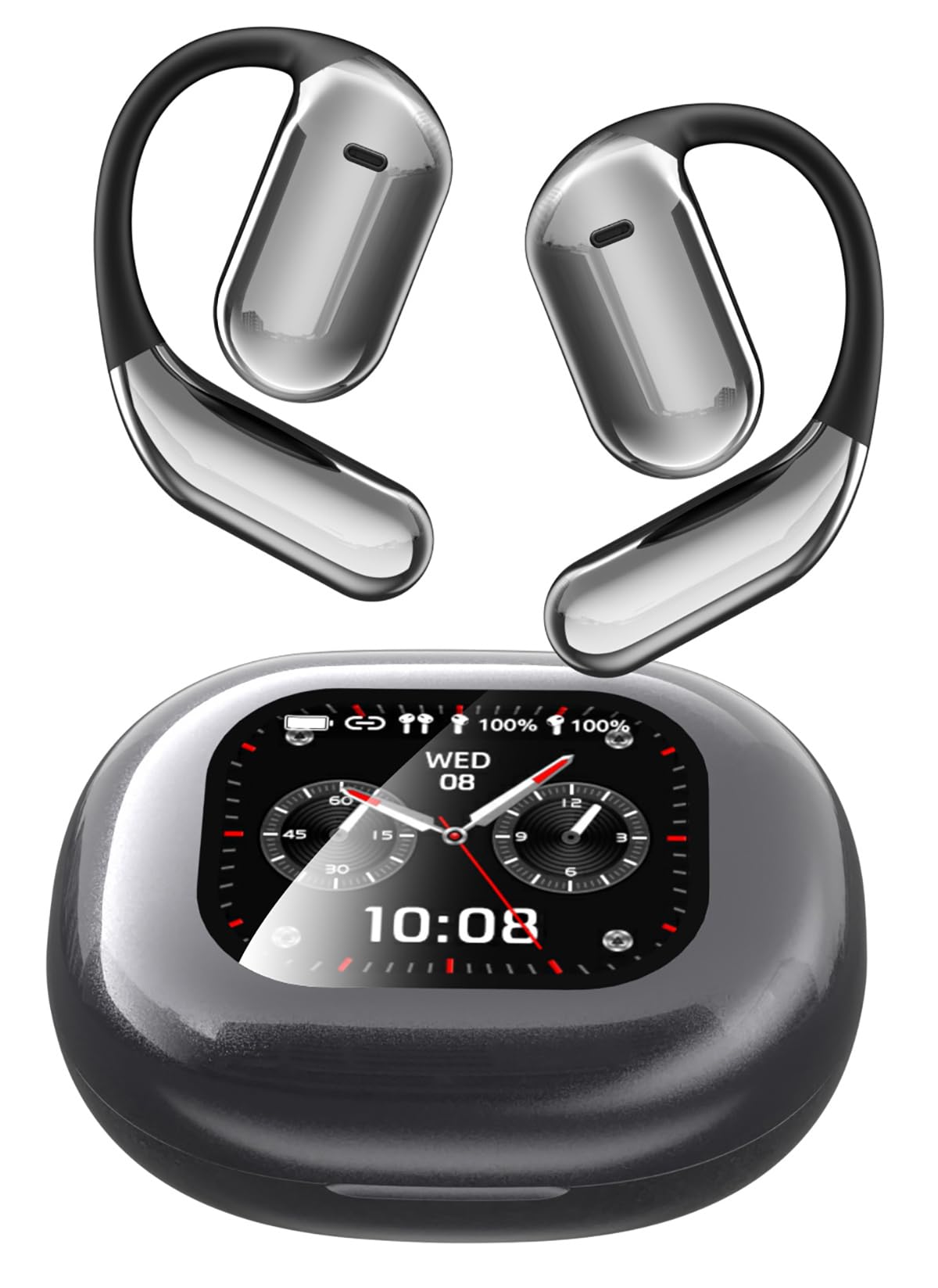 Intelligent Touch Screen Open Ear Earbuds Ultra Comfort Bluetooth 5.4 ...