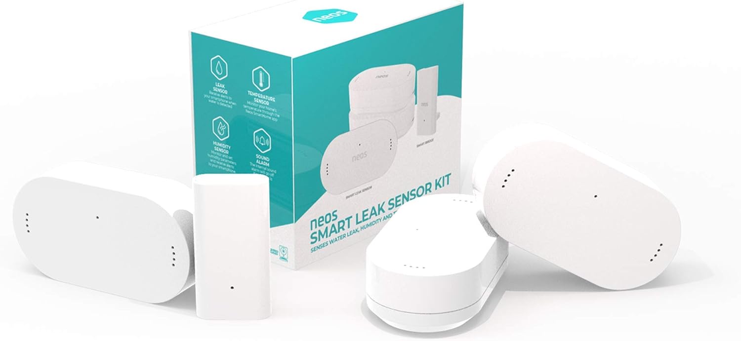 Neos Smart Leak Sensor Kit | Pack of 4: 3 x Water, Temperature ...