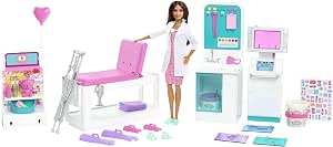 Amazon.com: Barbie Fast Cast Clinic Playset, Brunette Doctor Doll (12 ...