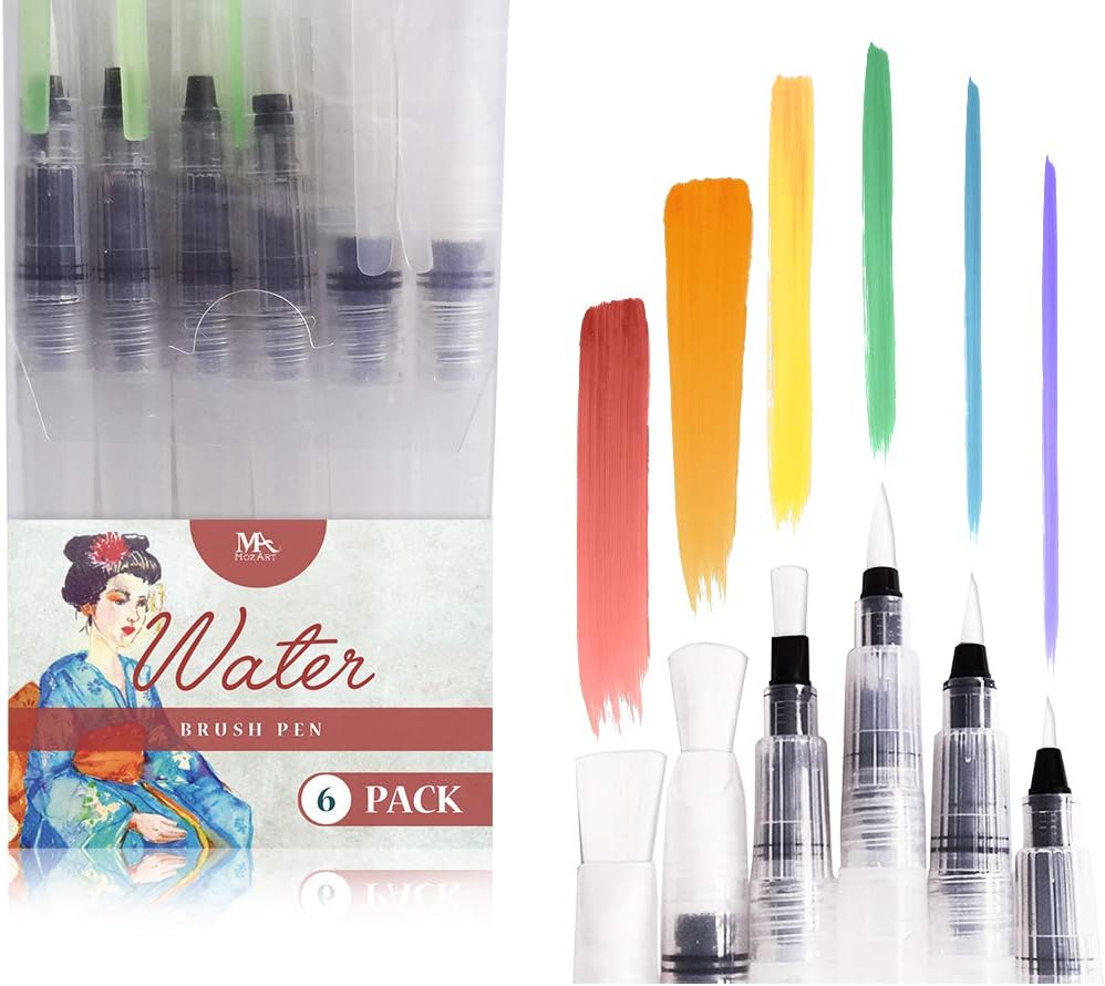 Amazon.com : Water Brush Pens - Set of 6 Brush Tips Aqua pens - Great ...