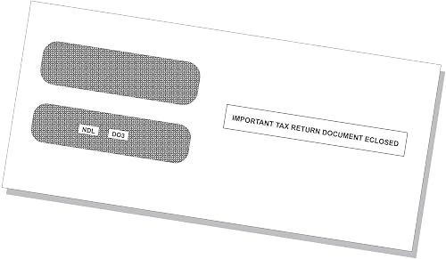 500 Envelopes, Designed to fit 3-up Laser W-2 forms, Horizontal Format ...