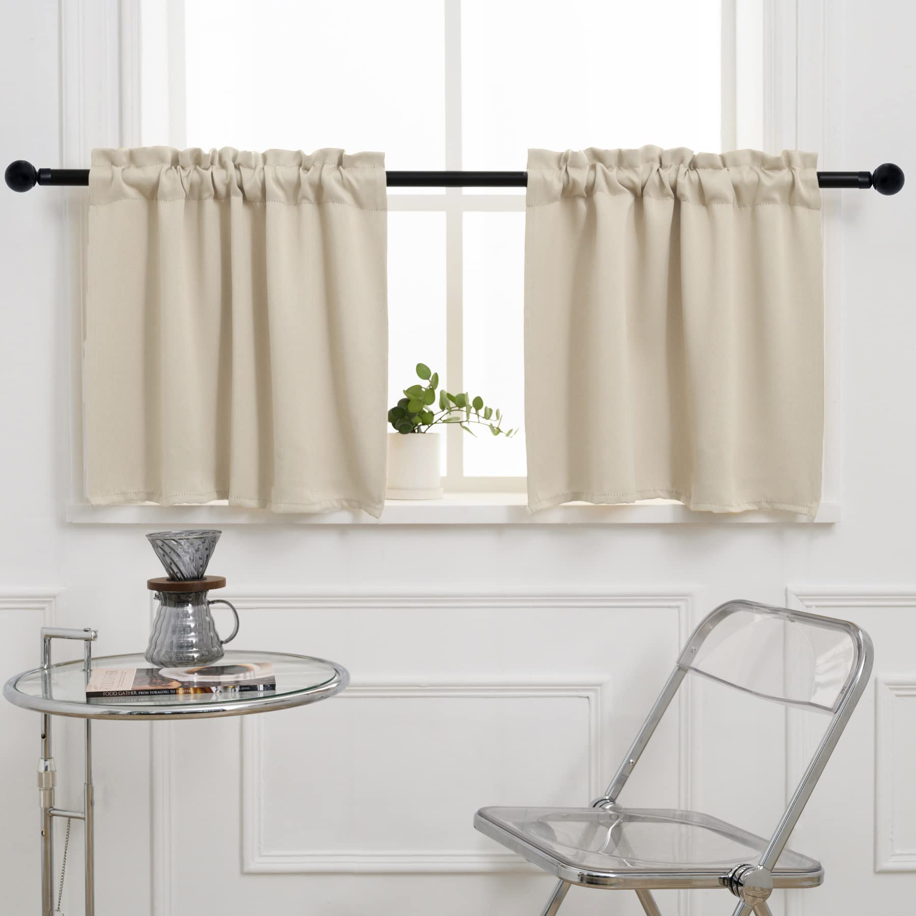 Pickluc Cafe Curtain (Half Window Curtain) 24 Inches Length, Rod Pocket ...