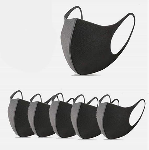 100/50 Pcs Black Bilayer Sponge Mouth Mask Washable Reusable Double ...