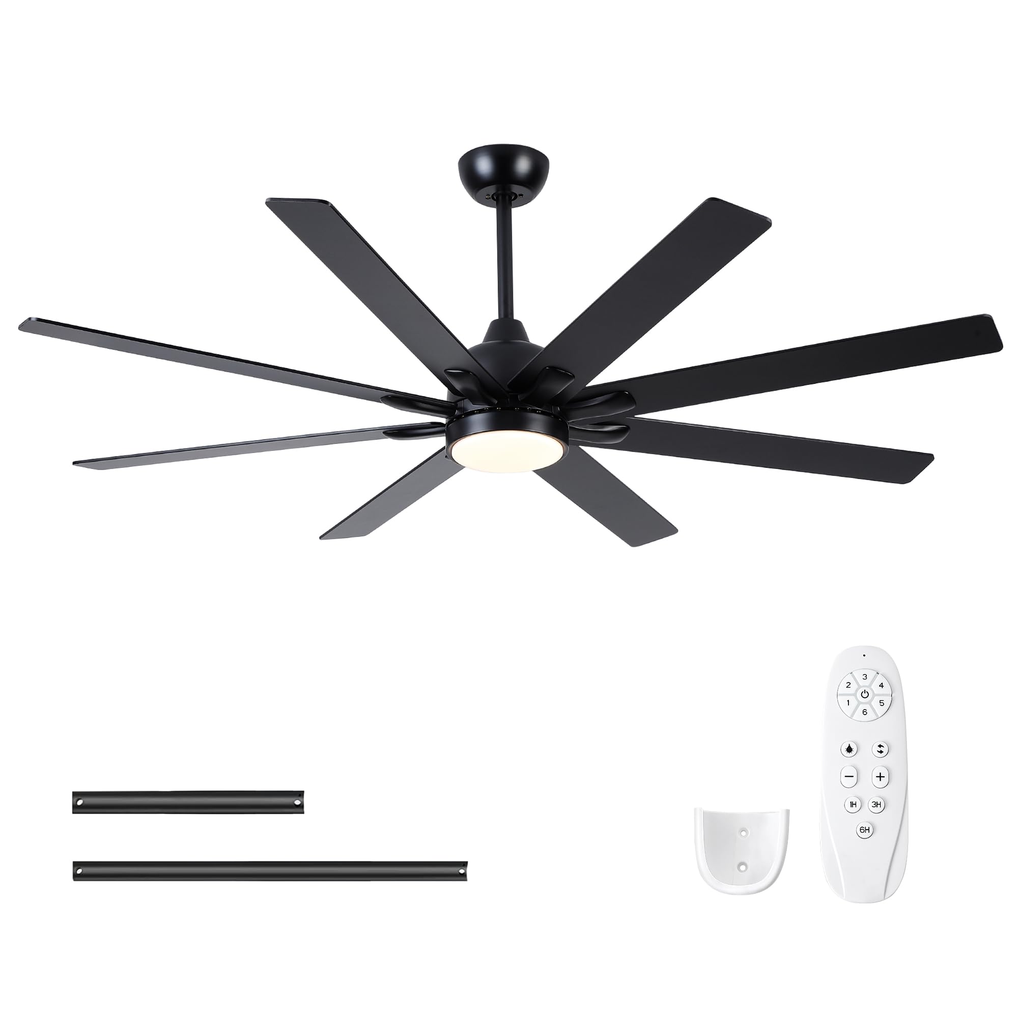 Sevenine 62 Inch Ceiling Fans with Lights and Remote, Black Large ...
