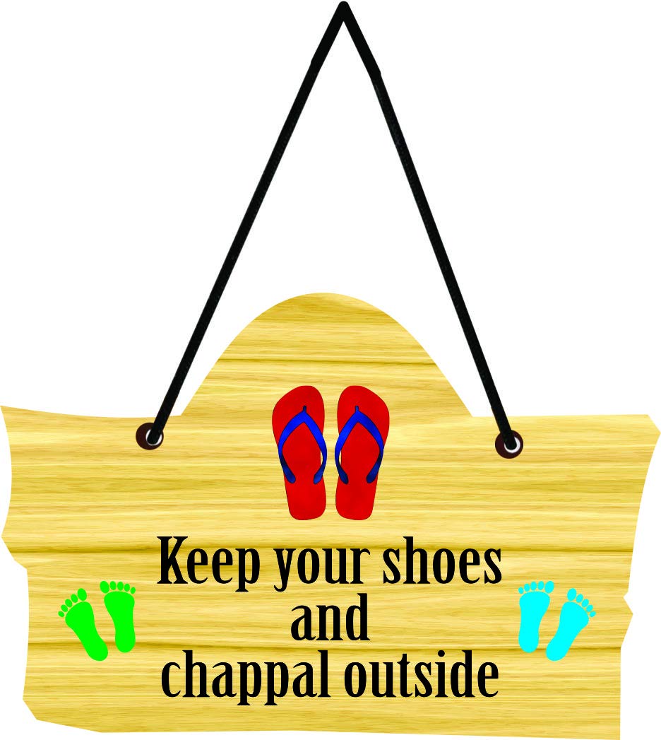 CVANU Keep Your Shoes & Chappal Outside Wooden Wall Hanging/Door for ...