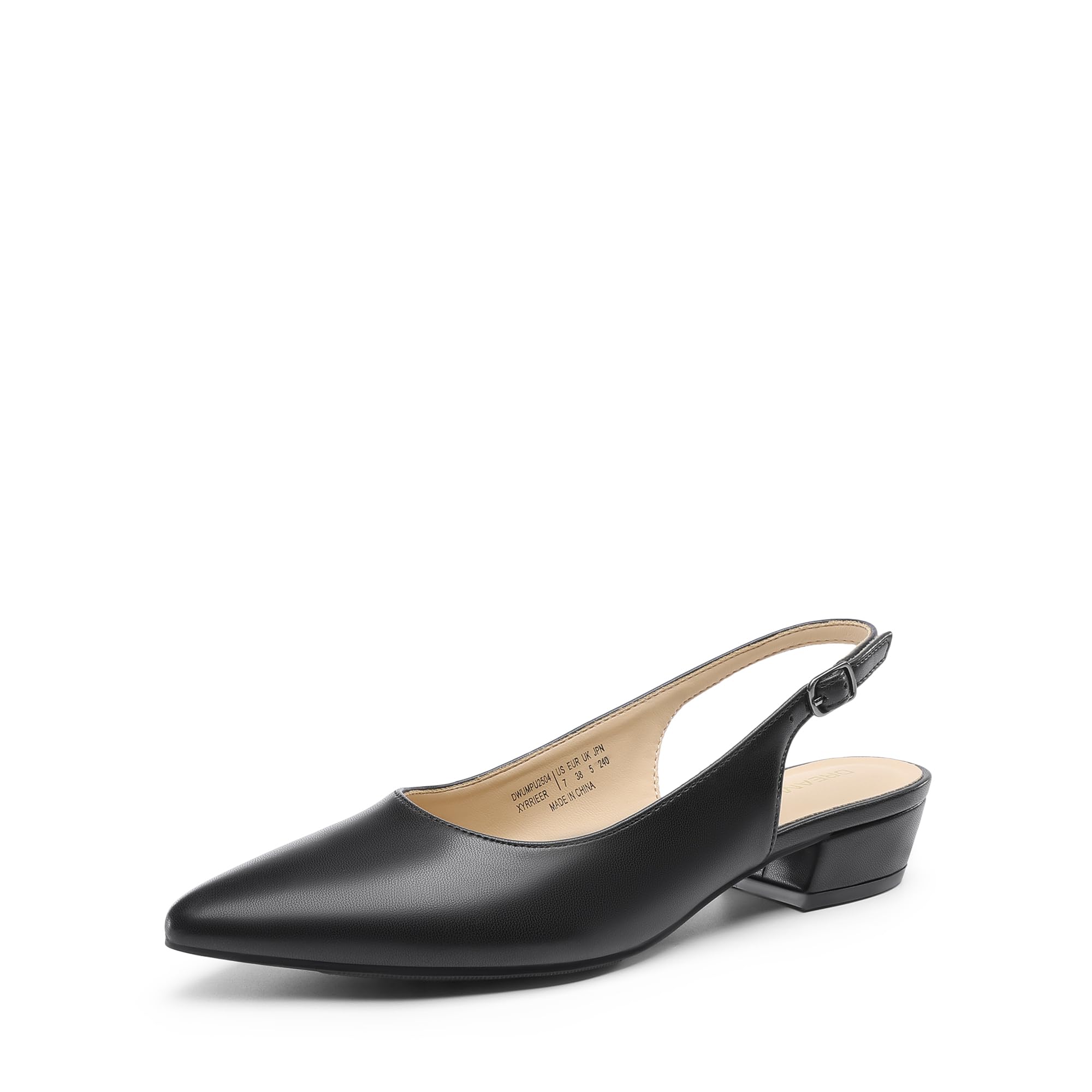 DREAM PAIRS Kitten Slingback Low Block Heels for Women Pointed Closed ...