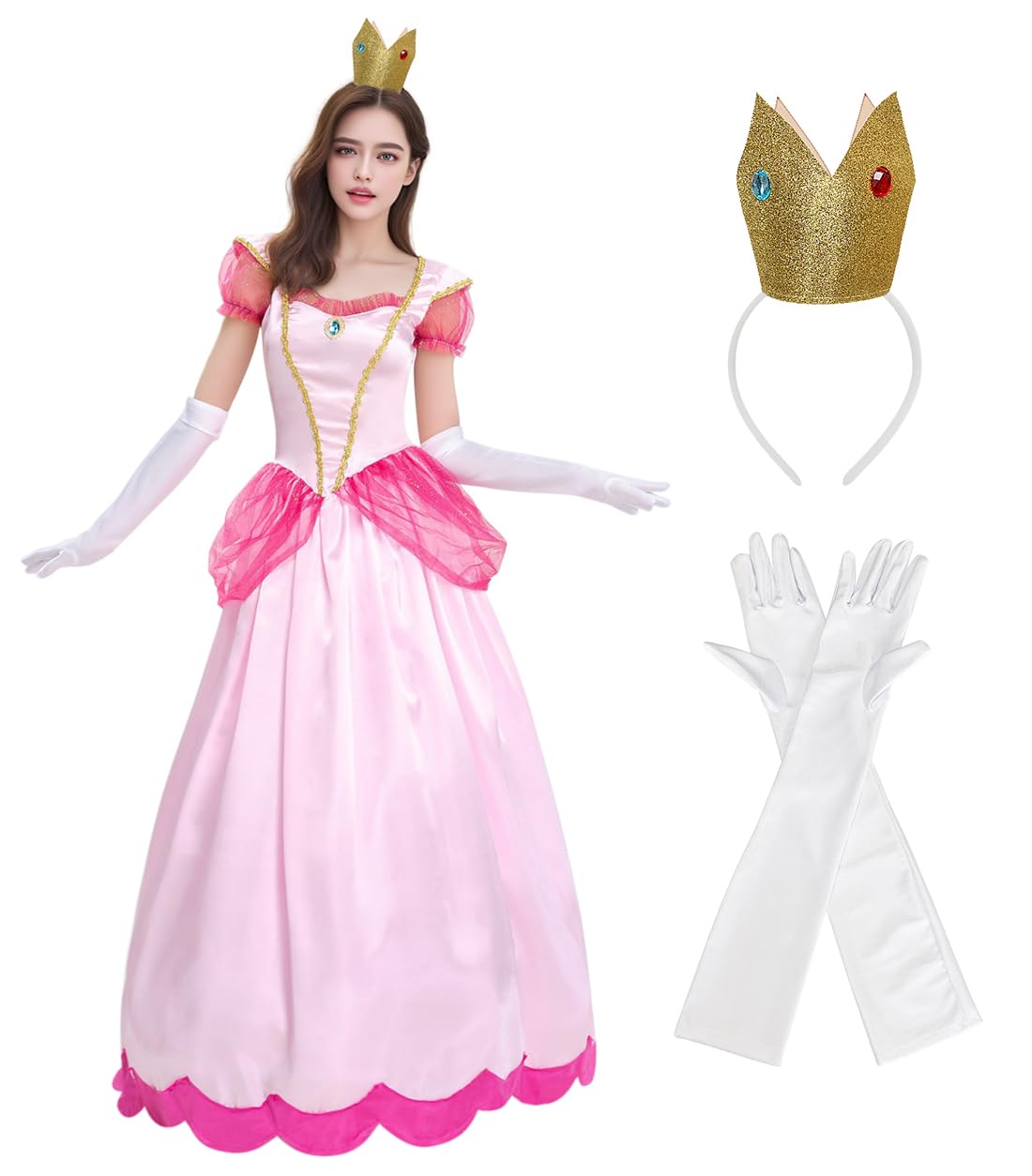Vimsrdiw Princess Peach Dress Royal Princess Costume for Women ...