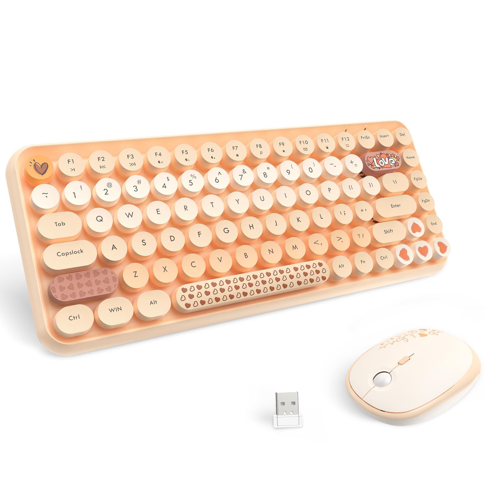 LexonElec 308i Color Gradient Wireless Keyboard and Mouse Set, Retro ...