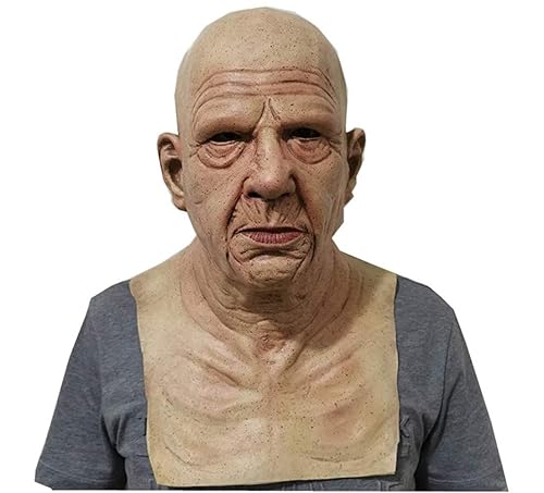 Realistic Old Man Mask Wrinkle Face Human Mask Halloween Novelty Skin ...