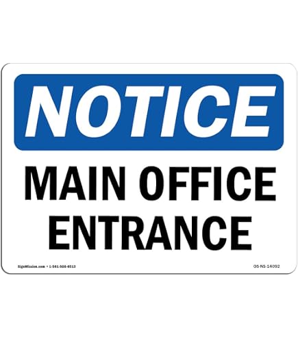 Main Office Stop Signs Notice: All Visitors Must Report To Main Office ...
