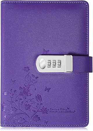 Amazon.com : PU Leather Diary with Lock, A5 Size Journal with ...