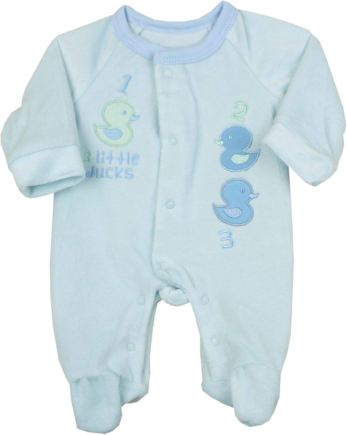 Babyprem Premature Baby Boy Sleepsuit Blue Velour 3 Little Ducks ...