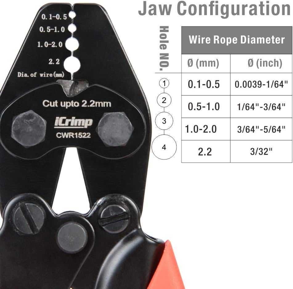 IWISS CWR1522 Wire Rope Crimping Tool with Cutting Function for Cable ...
