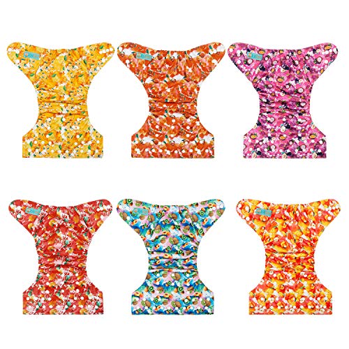 ALVABABY Pocket Nappies ALVABABY 6-Pack Cloth Diapers With 12 Bamboo ...