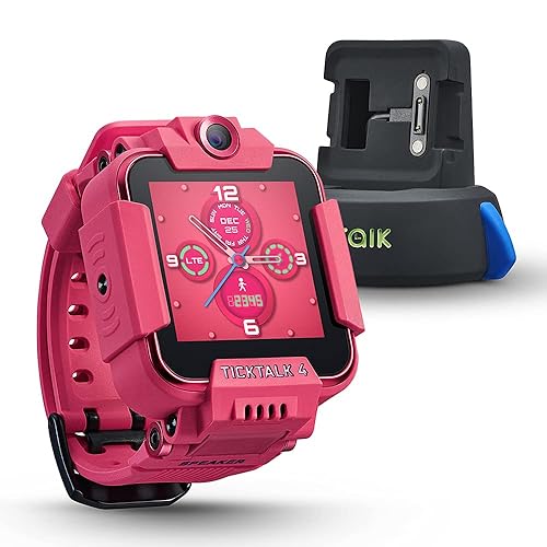 TickTalk 4 Kids Smartwatch with Power Base Bundle (Pink Watch on T ...