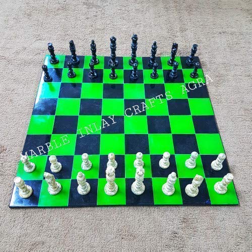 Amazon.com: Marble Modern Black Green Chess Board 24" With Marble Chess ...