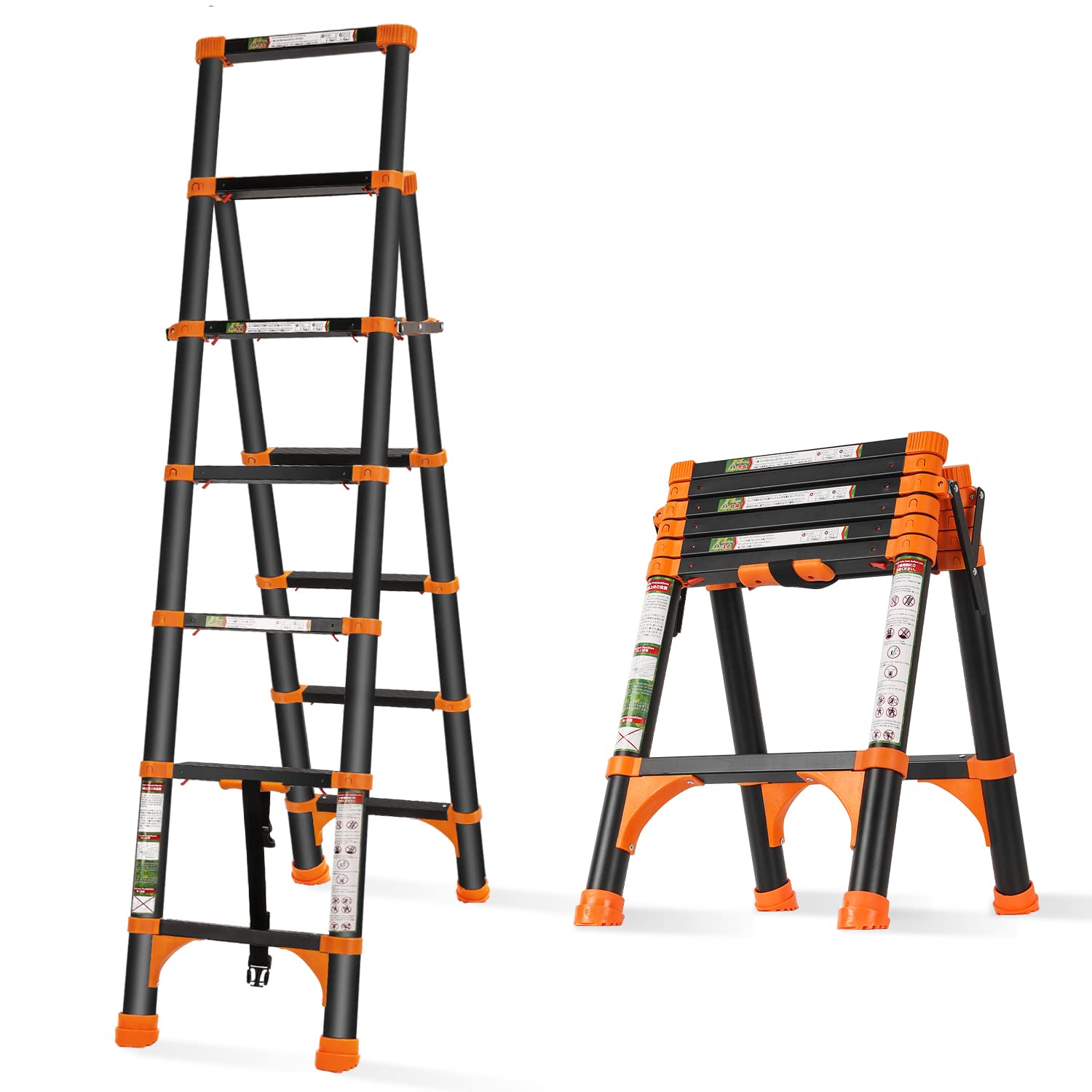 RIKADE Telescoping Ladder, A-Frame Aluminum Telescopic Ladder with 1 ...