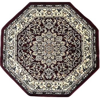 Amazon.com: Traditional Octagon Area Rug Design 404 Green (4 Feet X 4 ...