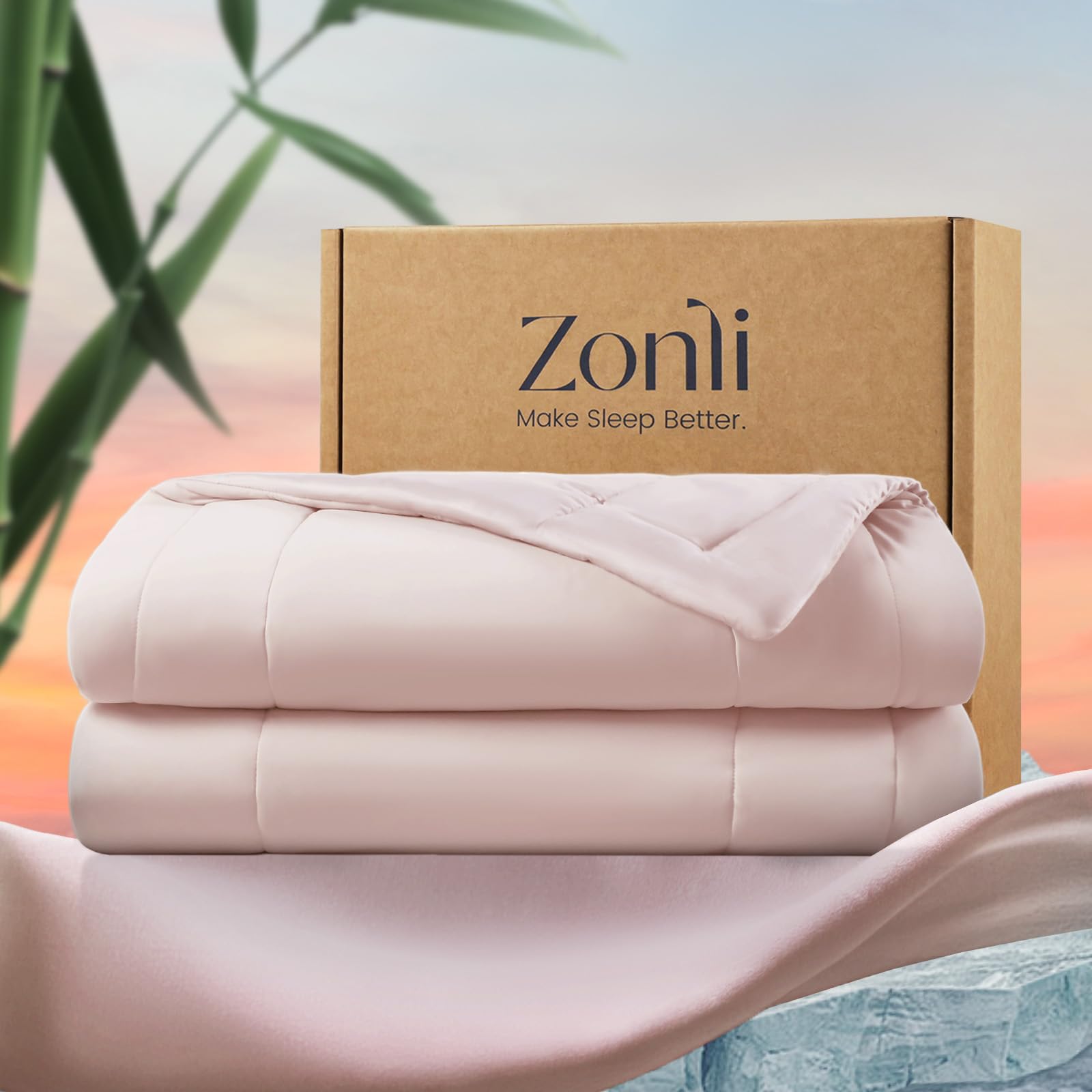 ZonLi Z-Magic Cooling Comforter Queen Size, Hypoallergenic Bamboo ...