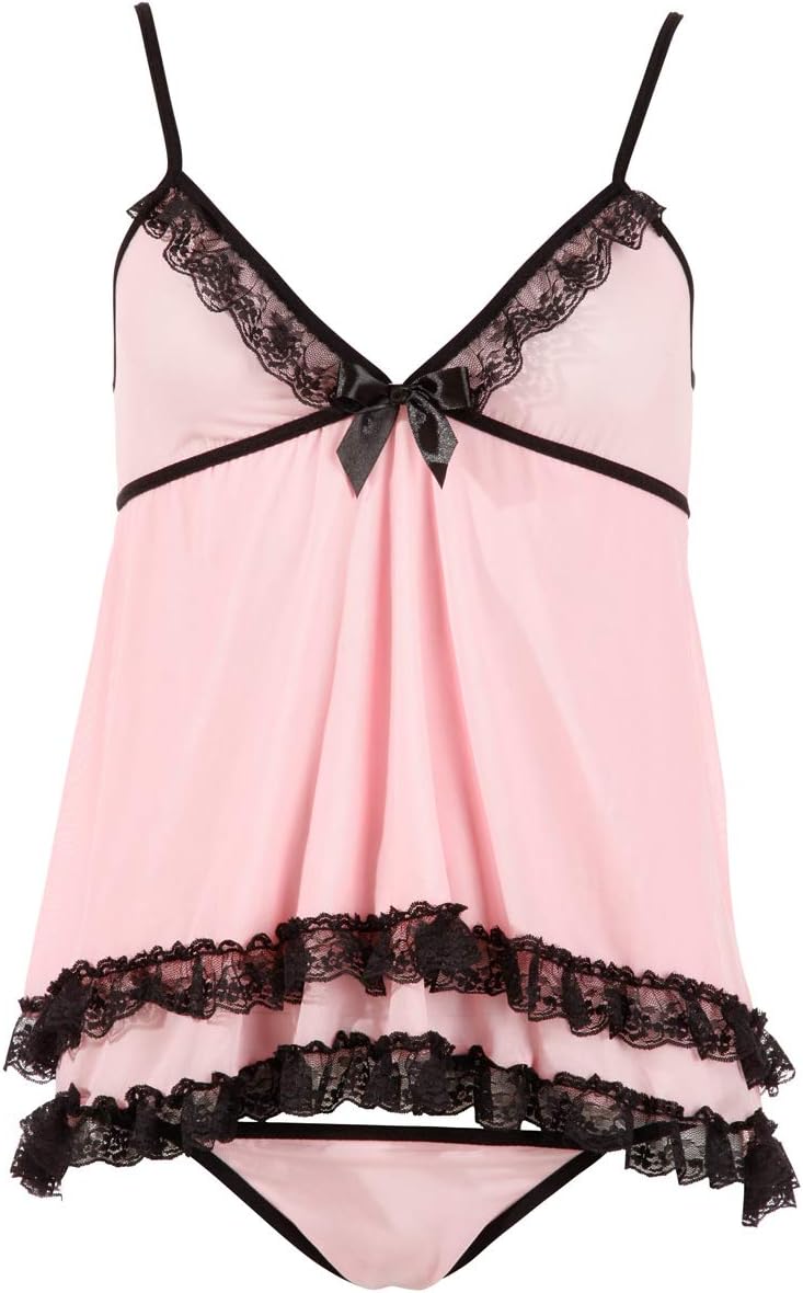 Amazon.com: Cottelli Collection Babydoll-Set Rosa, Pink, XX-Large ...