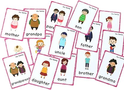 SANCENT 15 Pcs Family Relationship Flashcards | Memory Game | Preschool ...