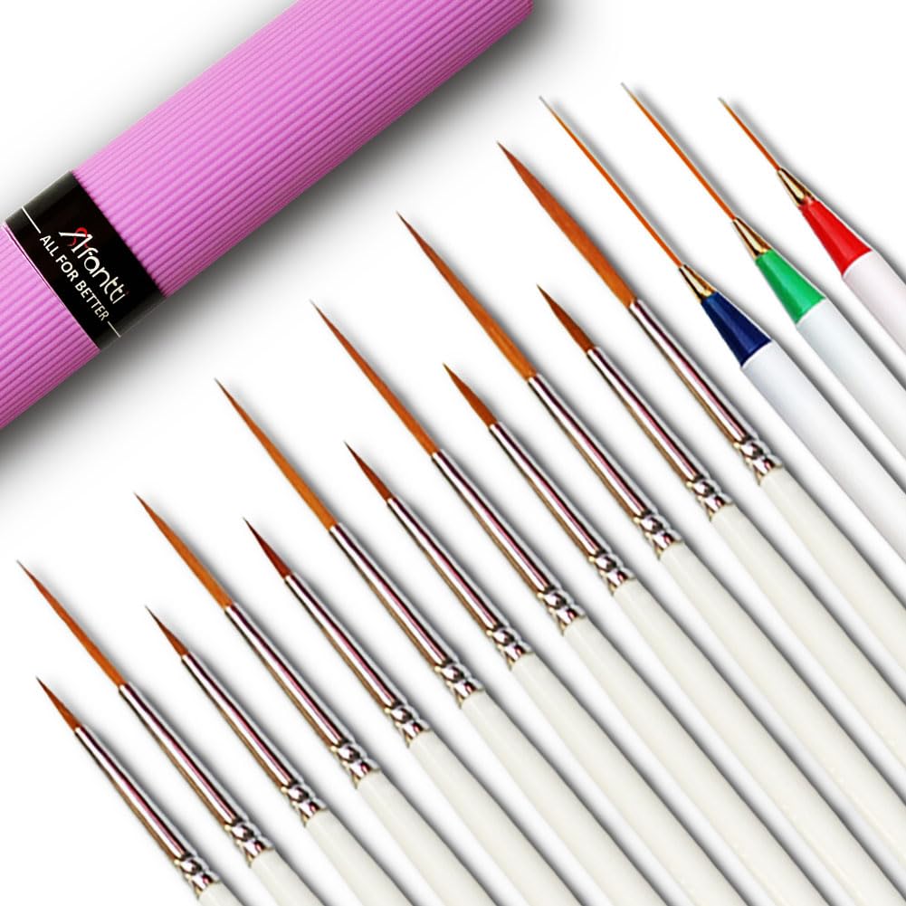 Afantti 15 Pcs Paintbrushes, Detail Fine Paint Brushes Micro Mini Tiny ...