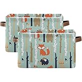 Amazon.com: Storage Basket Cube Cute Forest Fox Bear Large Collapsible ...