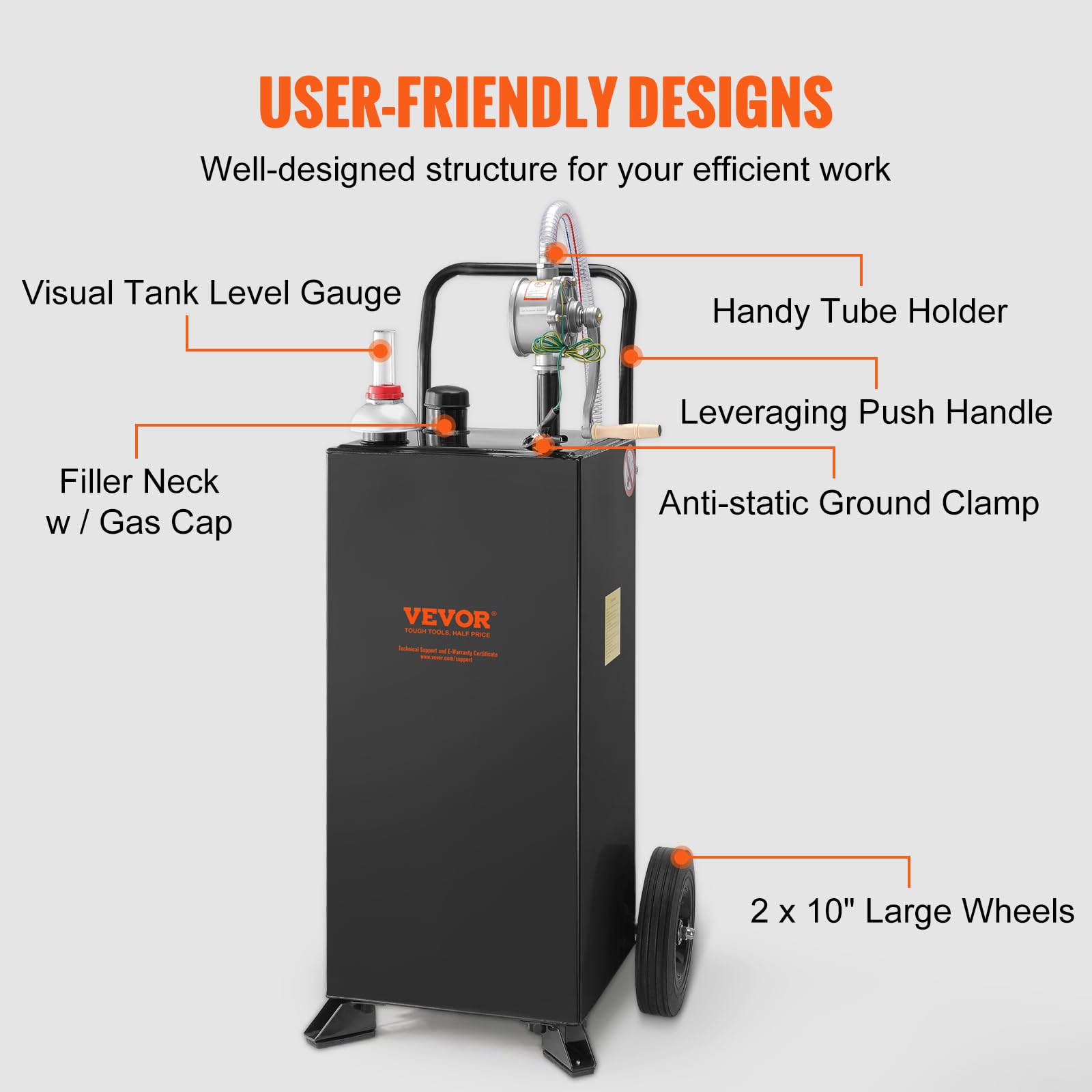Mua VEVOR 30 Gallon Gas Caddy, Fuel Storage Tank with Wheels, Portable ...