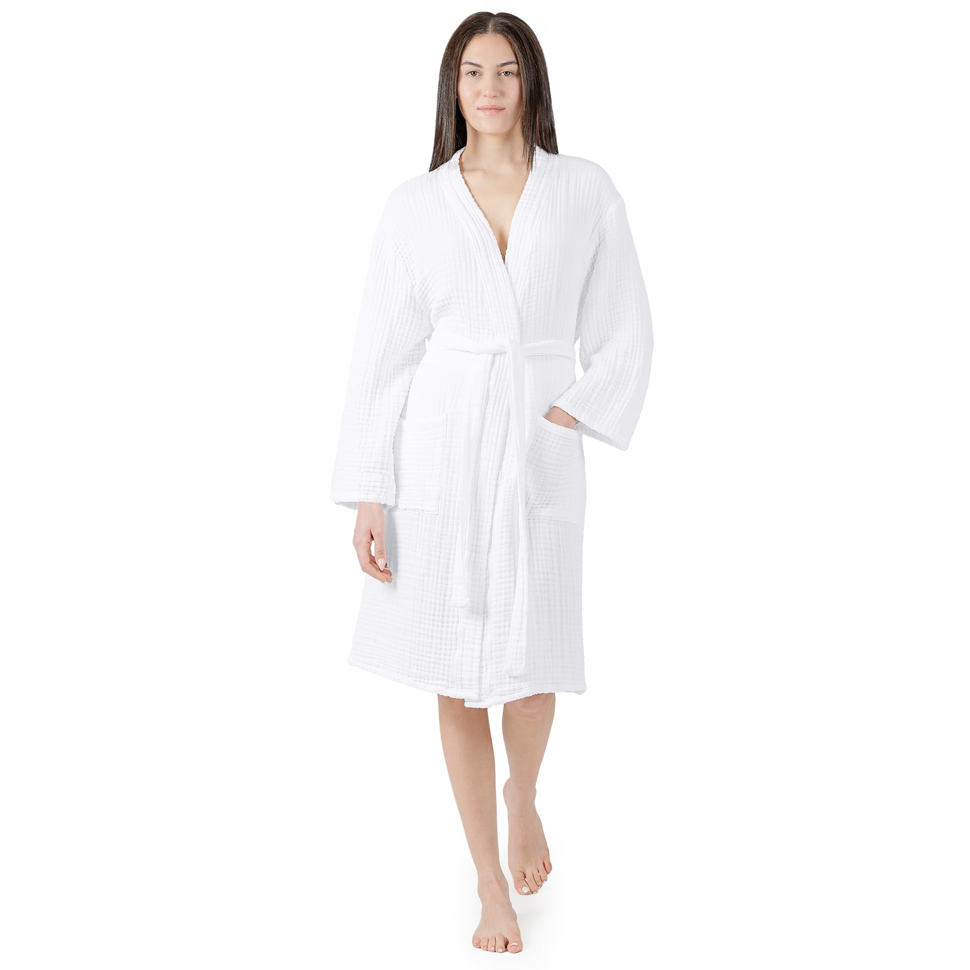 Comfy Cubs Muslin Bathrobe Small/Medium - 100% Cotton Robe with 4-Layer ...
