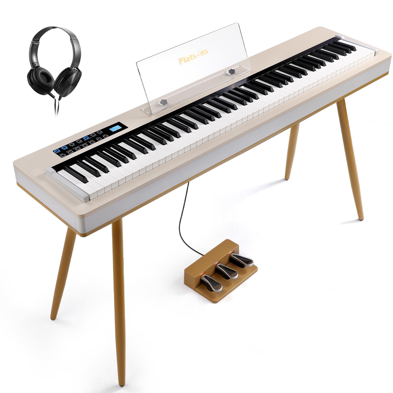 Flatsons LIV-K01 Piano Keyboard Real Sampling, 88 Key Fully Weighted ...