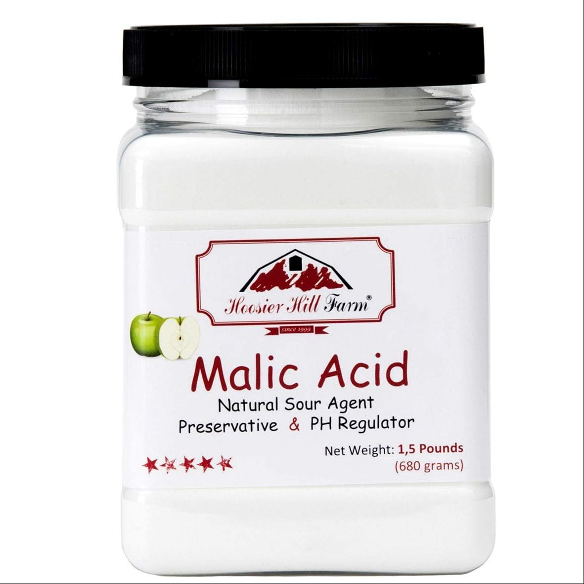 Malic Acid Powder 1.5lbs (680 grams) Food Grade Ingredient by Hoosier ...