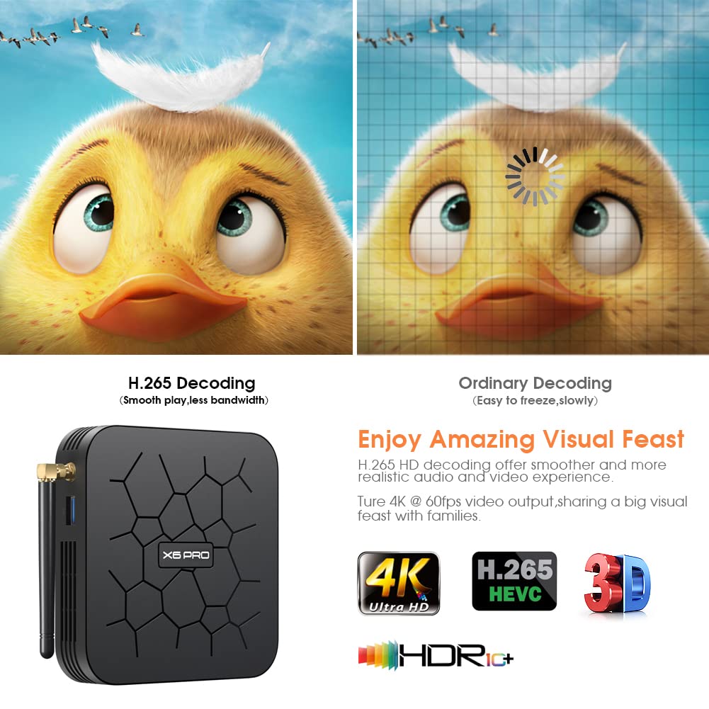 HKMLC Android TV Box, X6 PRO Android Box 10.0 4GB RAM 32GB ROM ...