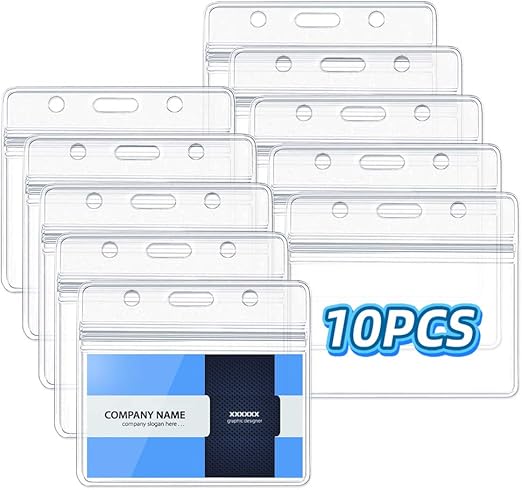 XCOZU 10 Pcs ID Card Holders, Clear ID Badge Holder Waterproof Name ...