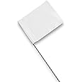 Amazon.com : White Marking Flags 1000 Pack - 4 x 5-Inch Flag on 15-Inch ...