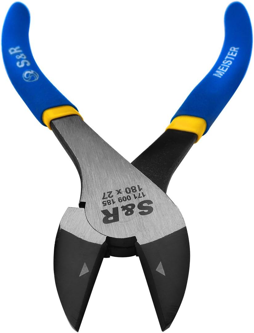 S&R Heavy-Duty Side Cutters 185 x 24 MM, CR-V Steel Double-Coated ...