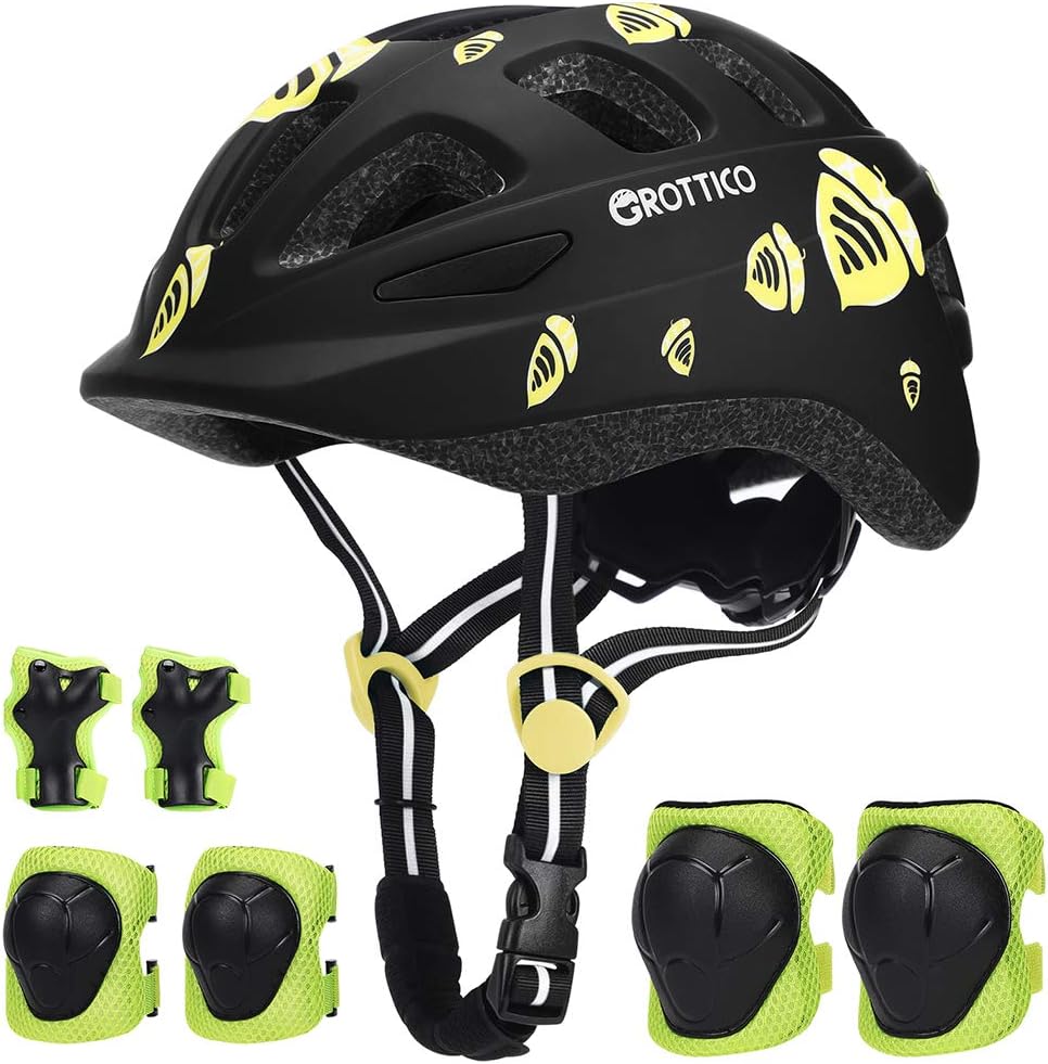 GROTTICO Toddler-Kids Ultralight Helmet with Knee-Elbow-Wrist-Pads CPSC ...