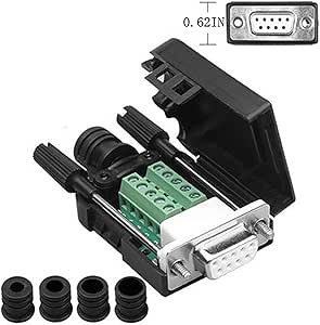 DB9 D-SUB RS232 Adapter 9 Pin signals Terminal Breakout Plastic Cover 2 Row (Upgraded Version ...